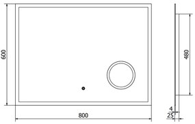 Mexen Kala, LED koupelnové zrcadlo s podsvícením a kosmetickým zrcadlem 80 x 60 cm, 6000K, ochrana proti zamlžování, 9820-080-060-611-00