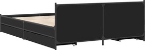 Rám postele se zásuvkami černý 135 x 190 cm kompozitní dřevo 3279947