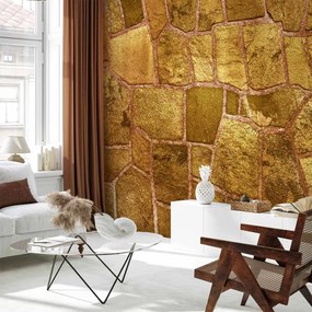 Fototapeta Zlaté prvky - pozadí s nepravidelnou texturou bloků z kamene