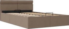 Rám postele s úložným prostorem LED taupe textil 140 x 200 cm 285627