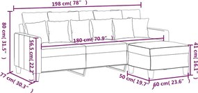 3místná pohovka s podnožkou černá 180 cm textil 3201093