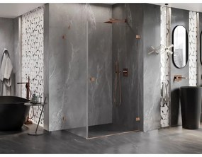 Mexen Lunar-B, pravostranný výklopný sprchový kout 100 x 70 cm, 8mm čiré sklo, profil měděná matná, 832-100-070-65-00-P