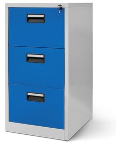 JAN NOWAK Plechová kartotéka model SARA V3 460x1020x620, šedo-modrá, 3 zásuvky
