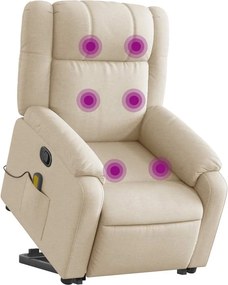 Zvedací masážní polohovací křeslo krémové textil 3205223