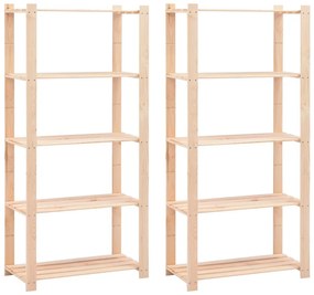 Úložný regál 5 polic 2 ks 80x38x170 cm masivní borovice 250 kg 3051113
