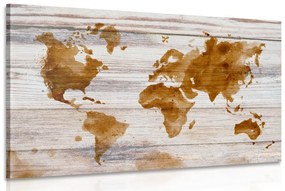 Obraz obrys mapy na dřevěném podkladu - 120x80 cm