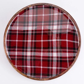 Dřevěný dekorační tác s károvým vzorem průměr 30 cm
