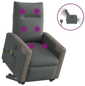 Elektrické zvedací masážní polohovací křeslo tmavě šedé textil 3324106