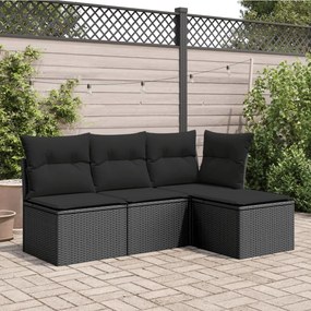 vidaXL Zahradní stolička s poduškou černá 55 x 55 x 37 cm polyratan [365968]