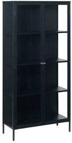 OnaDnes -20% Černá kovová vitrína Unique Furniture Carmel 190 x 90 cm