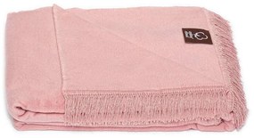 Unia - Cotton Cloud Bavlněná akrylová přikrývka 150x200 0293/44 pudrově růžová přehoz na postel se střapci