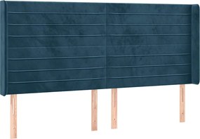 Box spring postel s matrací a LED tmavě modrá 160x200 cm samet 3139635