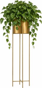 KOVOVÝ KVĚTINÁČ SE STOJÁNEM GOLDEN 95X21 CM ZLATÁ