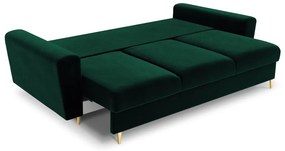 Zelená sametová rozkládací/s úložným prostorem pohovka 235 cm Kyoto – Cosmopolitan Design