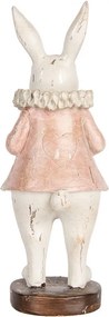 Dekorace antik králík v růžových šatech se srdíčky - 11*10*29 cm