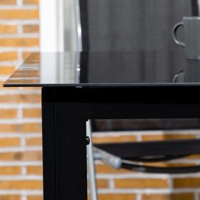 Zahradní stůl Outsunny pro 6 osob, jídelní stůl se skleněnou deskou, 150 x 90 x 74 cm, černý stůl na zahradu a balkon | Aosom.de
