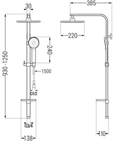 Mexen Q40 sprchový sloup, Černá - 798404095-70