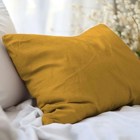 Mušelínový povlak na polštářek Mustard Velikost: 40 x 40