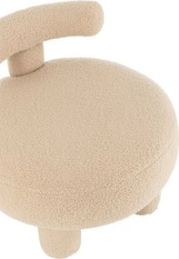 Béžová kulatá stolička s opěrkou Teddy Bouclé Beige - Ø 52*49 cm