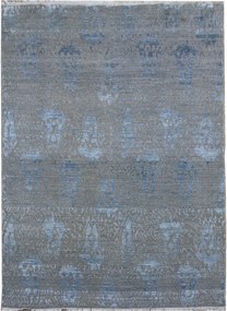 Ručne viazaný kusový koberec Diamond DC-EKT 10 Silver / blue, 140x200, modrá, chodba / predsieň, Diamond Carpets India