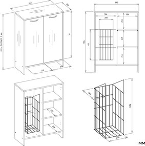 Spodní koupelnová skříňka s košem na prádlo Nina 66 cm bílá