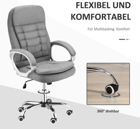 HOMCOM Kancelářská židle Vinsetto ergonomická s nastavitelnými područkami, výškově nastavitelná, houpací funkce, černá, len, 64x75x111-121 cm | Aosom…
