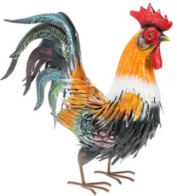 Zahradní kovová figurka Rooster 1, 40,5 cm, vícebarevná