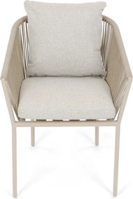 Zahradní křeslo s polštáři LIBERA — kov, textil, krémová