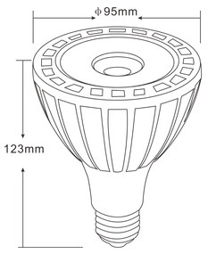 T-LED LED žárovka E27 PAR30 PW20 stmívatelná Teplá bílá