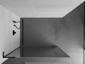 Mexen Kioto L, sprchová zástěna Walk-In 110 x 200 cm, 8mm sklo vzor zrcadlo, černý profil, 800-110-103-70-50