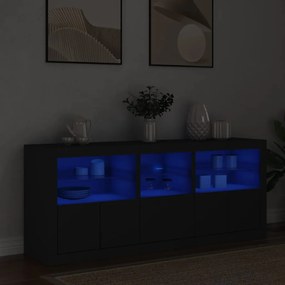 vidaXL Příborník s LED osvětlením černý 162 x 37 x 67 cm
