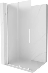 Mexen Velar L, posuvná sprchová zástěna Walk-in 110 x 200 cm, 8mm sklo námraza, bílá matná, 871-110-003-33-20