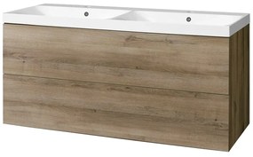 Mereo Mereo, Aira, koupelnová skříňka s umyvadlem z litého mramoru 121 cm, bílá, dub, šedá, CN743M
