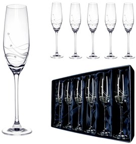 A-KRISTAL Classic - skleničky na sekt se Swarovski® Elements | sada 6 sklenic