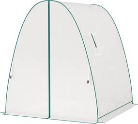 Skleník Outsunny s rolovacím dveřmi a 2 okny, zimní fóliový skleník z oceli, skleník na balkon, zahradu, rajčatový skleník 180 x 180 x 200 cm, skleník