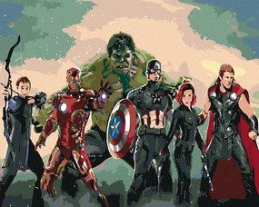 zuty malování podle čísel - avengers assemble, 100x80 cm, bez rámu a bez vypnutí plátna