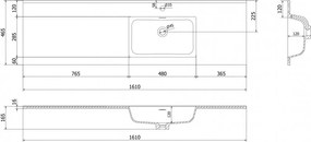 Mexen Otis, umyvadlo na zapuštění 161 x 46,5 cm, pravé, bílá lesklá, 25181600P