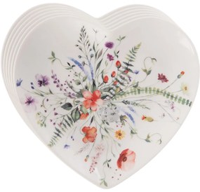 Orion Sada porcelánových dezertních talířů Mák srdce 17,5 x 17 cm, 6 ks