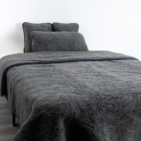 Tmavě šedá deka z merino vlny Native Natural Quilt, 135 x 200 cm