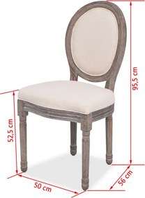 Jídelní židle 6 ks krémové textil 274620