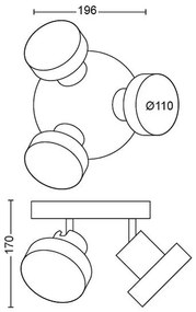 Philips 50603/30/P0 - LED Stmívatelné bodové svítidlo BUKKO 3xLED/4,3W/230V
