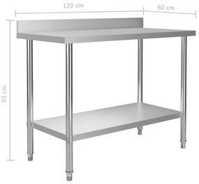 vidaXL Marketos Kuchyňský pracovní stůl přístěnný 120x60x93 cm nerezová ocel