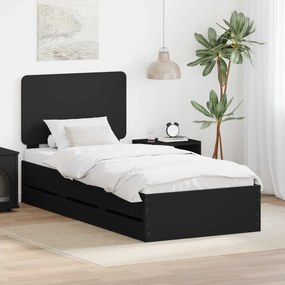 Rám postele se zásuvkou Černá 90 x 200 cm Inženýrské dřevo 3412631