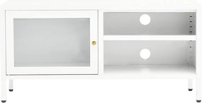 TV stolek bílý 90 x 30 x 44 cm ocel a sklo 336056