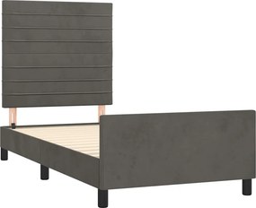 Rám postele bez matrace tmavě šedá 90 x 190 cm samet 3125789