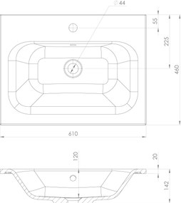 Sapho Sidra umyvadlo 61 x 46 cm s otvorem pro baterii litý mramor černá mat SD061B