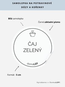 ČAJ ZELENÝ – bílá samolepka na dózu, základní písmo, 5 cm | DomaLEP