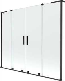 Mexen Velar L Duo, 2-křídlová posuvná vanová zástěna 170 x 150 cm, 8mm čiré sklo, černá matná, 896-170-003-02-70