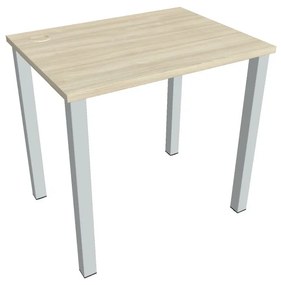 Stůl pracovní rovný 80 cm hl. 60 cm - Hobis Uni UE 800 Dekor stolové desky: akát, Barva nohou: Stříbrná
