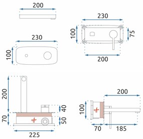 Podomítková vanová baterie REA OVAL BOX systém zlatá